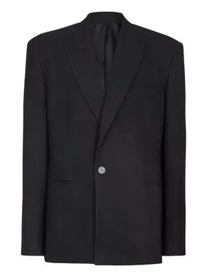 BALMAIN Monogram-pattern Single-breasted Wool Blazer