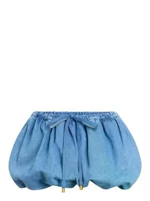 Patou Drawstring A-line Mini Skirt - Blue