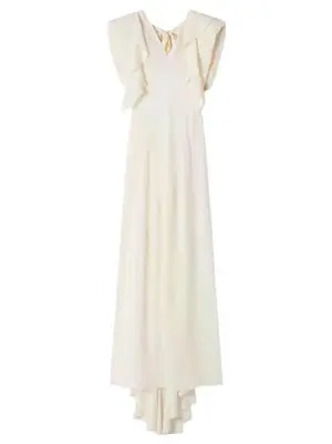 LANVIN Ruffled V-neck Maxi Dress - Neutrals