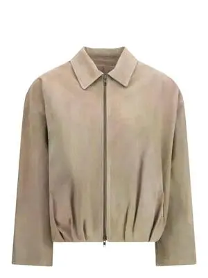 SALVATORE SANTORO Suede Bomber Jacket - Neutrals