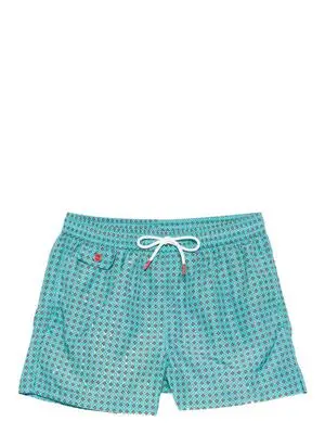 Kiton Geometric-print Swim Shorts - Blue