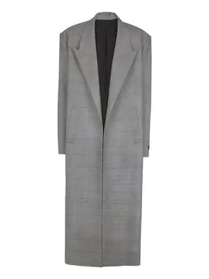 Balmain Prince Of Wales Buttoned Coat - Grey