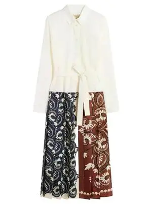 Max Mara Floral-print Belted Shirt Dress - White