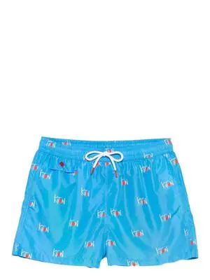 Kiton Logo-print Swim Shorts - Blue