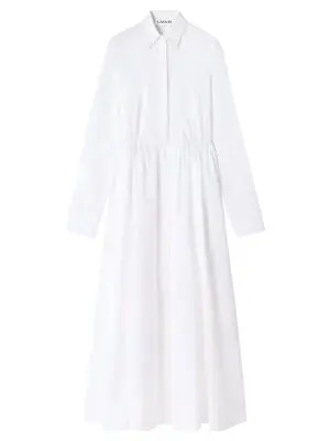 LANVIN Long-sleeve Midi Shirt Dress - White