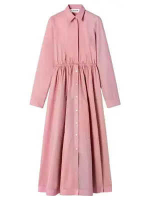 LANVIN Long-sleeve Button Midi Dress - Pink