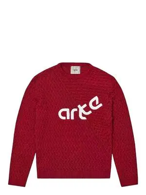 ARTE ANTWERP Logo-detail Cable-knit Sweater - Red