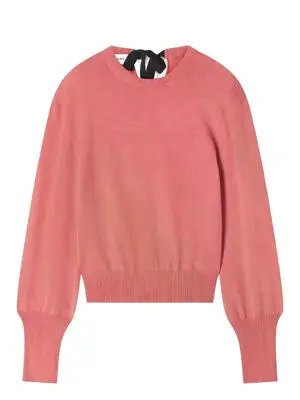 LANVIN Ribbon-detail Crew-neck Sweater - Pink