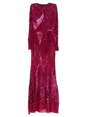 MIAU BY CLARA ROTESCU Halo Sequinned Maxi Dress - Red
