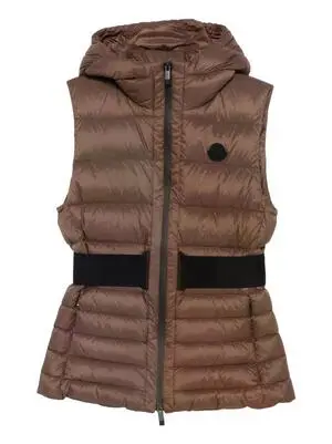 Moncler Melia Hooded Down Gilet - Brown