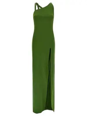 Attico Asymmetric Strap Maxi Dress - Green