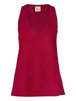 PAULA Leather Tank Top - Red
