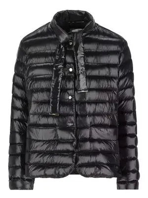 Herno Padded Tie Detailed Coat - Black