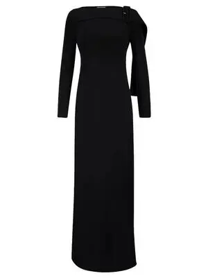 COURREGES Buckled Long-sleeve Maxi Dress - Black