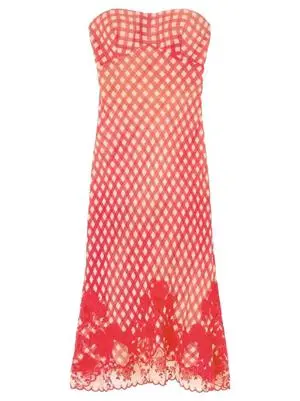 Ermanno Scervino Checkered Lace Dress - Red