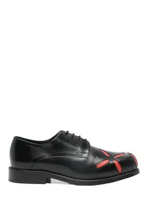 STEFAN COOKE Slashed Square-toe Leather Derby Shoes - Black