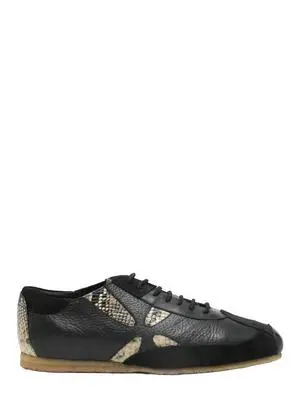 STEFAN COOKE Slashed Embossed Leather Sneakers - Black