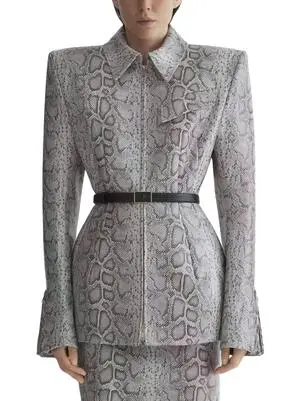MUGLER Snake-print Zip Jacket - Grey