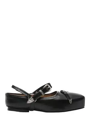 Toga Leather Loafers With Detachable Strap - Black