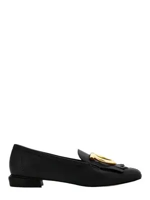 FERRAGAMO Silvy Fringed Gancio Loafers - Black