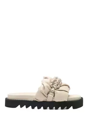 Toga Chain-embellished Ruched Platform Sandals - Neutrals