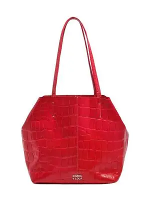 Bimba Y Lola Medium Textured Leather Tote Bag - Red