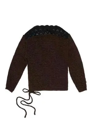 Bimba Y Lola Lace-detailed Open Knit Sweater - Brown