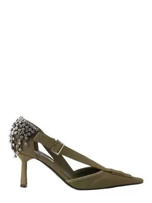 Prada Crystal-embellished Canvas Pumps - Green