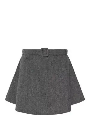 SELF-PORTRAIT Belted A-line Mini Skirt - Grey