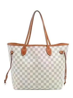 LOUIS VUITTON 2019 Damier Azur Neverfull Mm Tote Bag - White
