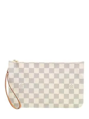 LOUIS VUITTON 2018 Damier Azur Neverfull Mm Pouch - White