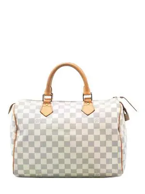 LOUIS VUITTON 2007 Damier Azur Speedy 30 Boston Bag - White