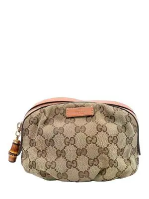Gucci Gg Canvas Bamboo Cosmetic Pouch - Brown