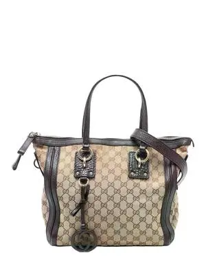 Gucci Medium Gg Canvas Charm Satchel - Brown