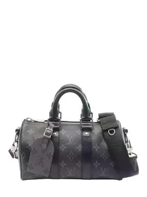 LOUIS VUITTON Monogram Eclipse Reverse Keepall Bandouliere 25 Satchel - Black