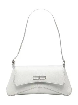 Balenciaga Small Glitter Fabric Xx Flap Crossbody Bag - Silver
