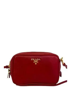 Prada Saffiano Camera Crossbody Bag - Red