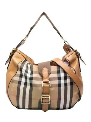 Burberry House Check Canvas Ashwood Hobo Satchel - Brown