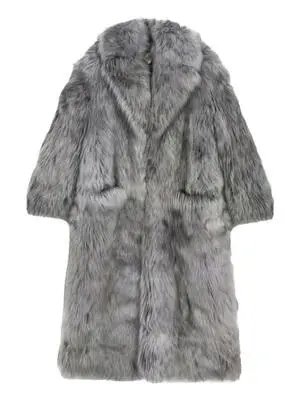 Blumarine Fur Long Coat - Grey
