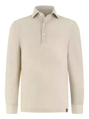 Boggi Milano Long-sleeve Jersey Polo Shirt - Neutrals