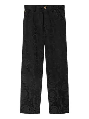Versace Floral-jacquard Trousers - Black