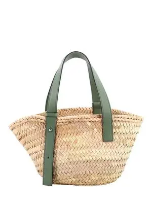 Loewe Basket Raffia Small Tote - Green