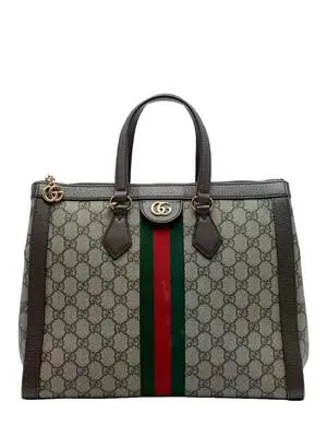 Gucci Gg Supreme Ophidia Satchel - Brown