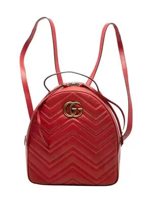 Gucci Small Gg Marmont Matelassé Leather Backpack - Red