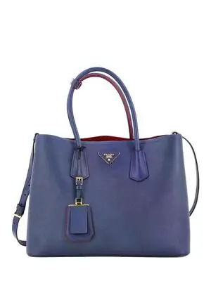 Prada Cuir Double Saffiano Leather Medium Tote Bag - Blue