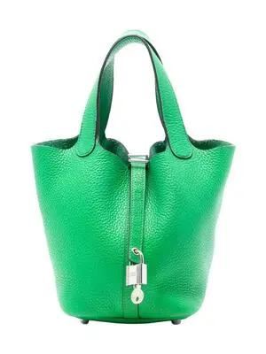 Hermès 2014 Clemence Picotin Lock 18 Handbag Green