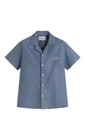LES HÉRITIERS X Mas Sorrer Short-sleeve Button Shirt - Blue