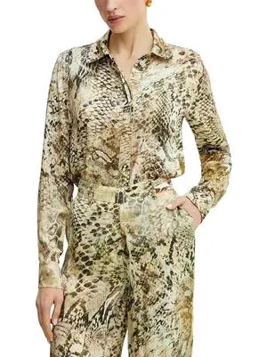 MARCIANO Animal-print Button-down Shirt - Neutrals