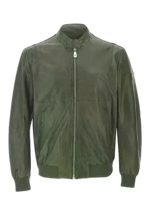 Peuterey Zip Leather Jacket - Green