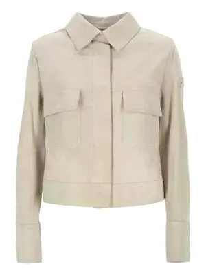 Peuterey Leather Jacket With Pockets - Neutrals